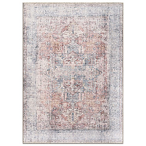 Rugshop Vintage Transitional Boho Machine Washable Area Rug Ideal for Living Room, Bedroom,Kitchen,Entryway,Dining Room,Office 9' x 12' Rust