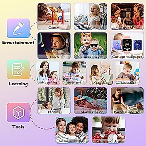 Smart Watch for Kids Gift for Girls Toys Age 6-8 Kids Game Smart Watches for Girls Boys 8-10 with 24 Games Video Camera Music Alarm Educational Birthday Gifts Ages 6 7 8 9 10 11 12 Years Old (Pink)