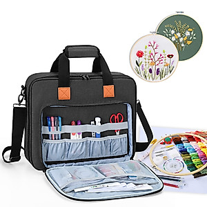 LUXJA Embroidery Project Bag, Embroidery Kits Storage Bag (Bag Only), Black
