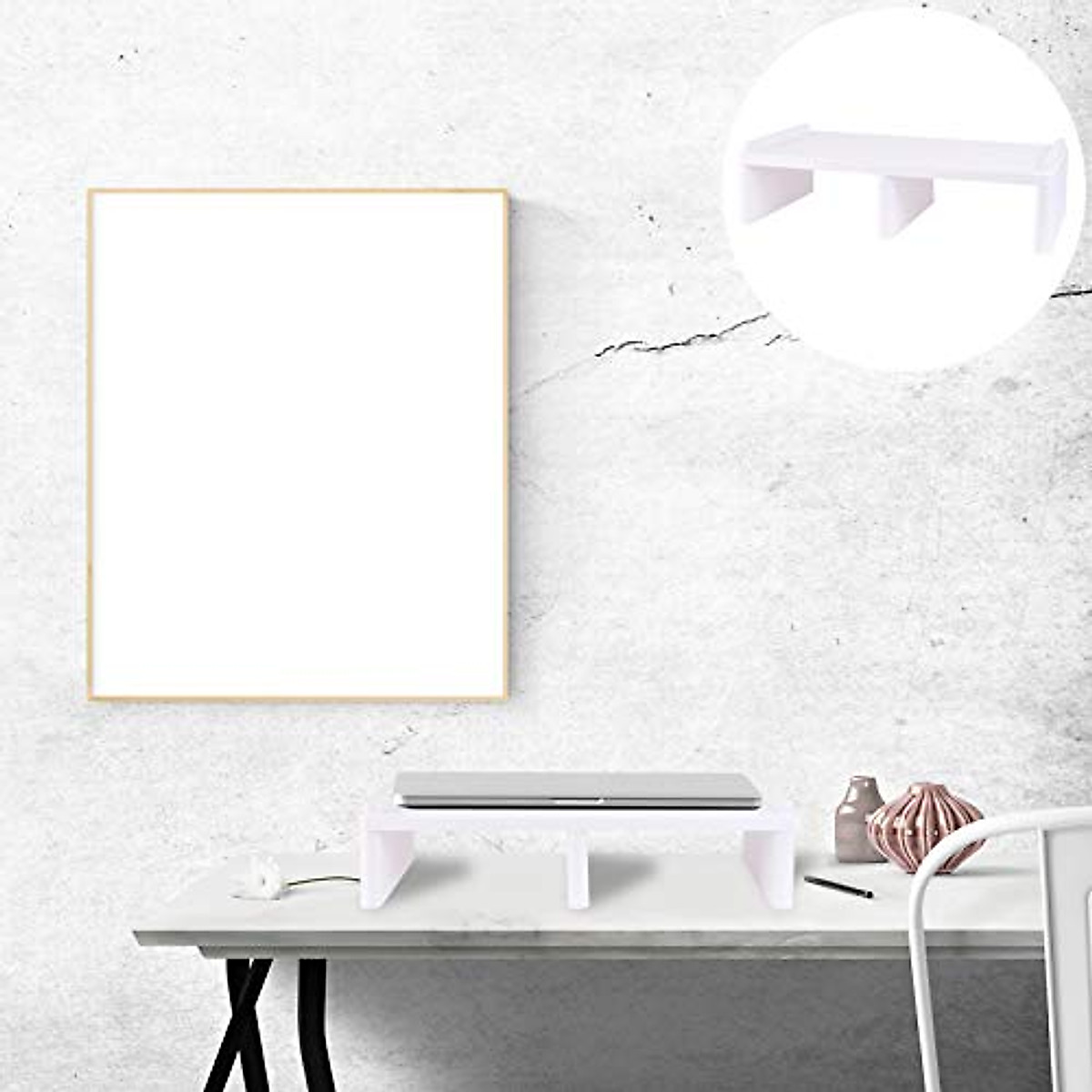 Cabilock Computer Holder Desktop Computer Stand Monitor Riser Stand Desktop Ergonomic Monitor Stand Riser for Computer PC Laptop Printer TV Notebooks LCD LED Display (White) Desktop Stand