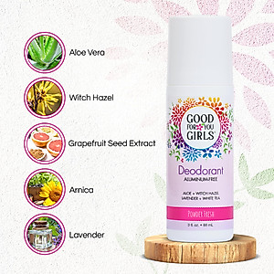 Good for You Girls Aluminum-Free, Natural Deodorant for Kids, Preteens, Teens, Safe & Effective Odor Protection, Clear Roll-On, Vegan, Natural Fragrance | Soft Powder, 3 oz (Pack of 1)