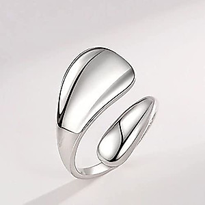 WPPHXY 925 Sterling Silver Rings Handmade Rings Adjustable Open Teardrop Rings Waterdrop Ring for Women Girls Color 1
