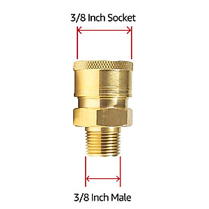 YAMATIC Pressure Washer Adapter Couplers, 3/8'' Quick Connect Socket to 3/8'' Male NPT Fitting, Quick Connector for 3/8'' Pressure Washer Hose and Gun,5000 PSI (1 PCS)