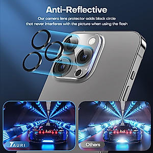 TAURI Designed for iPhone 13 Pro Max Camera Lens Protector with 3 Pack Tempered Glass Screen Protector 6.7 Inch, HD Clear Scratch Resistant 9H Hardness Case Friendly