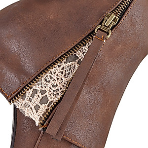 Womens Sandals, Knee High Boots Women Wide Calf Womens Ankle Strap Boots Comfy Boots Low Wedge Booties Low Heel Cycling Boots Women's Boots Brown