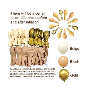 Blush Gold Beige Neutral Balloons, 50pcs 12 inch Neutral Balloons Blush Gold Beige Latex Balloons for Birthday Wedding Baby Shower Bride Party Decoration