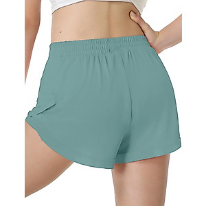 EXARUS Girls Athletic Shorts Running 2 in 1 Cheer Track Workout with Pockets Sports Dolphin for Kids Green 8Y