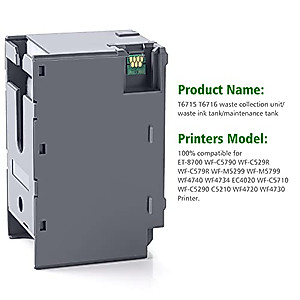 Xcinkjet T6715 T6716 Ink Maintenance Box Remanufactured for Workforce Pro WF-4730 WF-4740 WF-4734 WF-4830 WF-4820 WF-4720 WF-4834 WF-3820 ET-8700 WF-C5790 WF-C5710 Printer