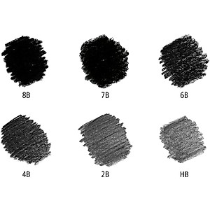 Staedtler Mars Lumograph Black Artist Wooden Lead Pencil - Box of 6 (8B 7B 6B 4B 2B HB) in Metal Box- with Tub 2-Hole Sharpener and Free Eraser