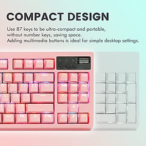 Wireless Mechanical Keyboard and Mouse Combo - RGB Backlit, Rechargeable Battery, Ergonomic Design, 2.4G Wireless Connection, 87-Key for Gaming and Typing（Pink）