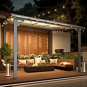 AECOJOY 10’ x 10’ Gazebo, Wall Mounted Gazebos Pergola on Clearance, Outdoor Patio Lean to Gazebo Awnings for Deck, Porch, Backyard and More