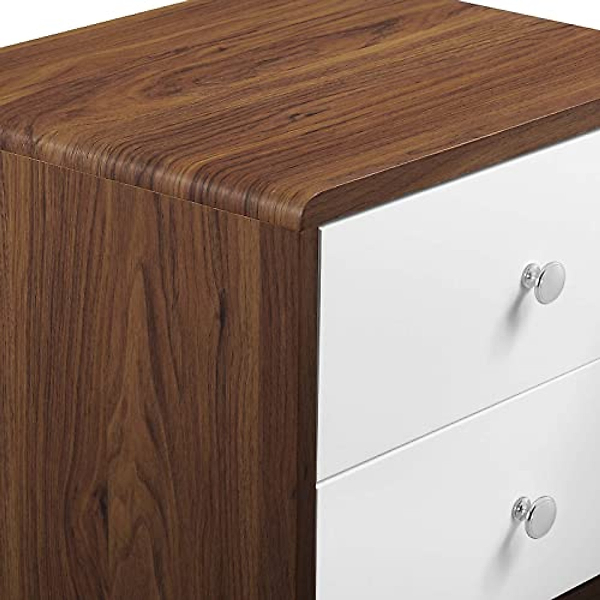 Modway Transmit Mid-Century Modern Wood Walnut White, 2-Drawer Nightstand