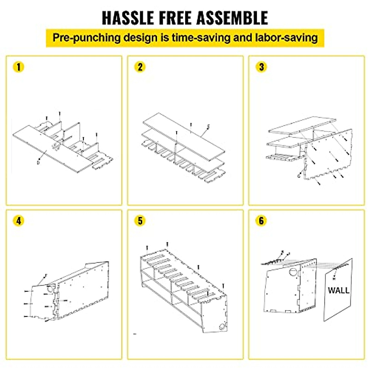 VEVOR Power Tool Organizer, Wall Mount Drill Holder, 10 Drill Hanging Slots Drill Charging Station, 2 Shelf Cordless Drill Storage, Polished Plywood Toolbox for Saw, Impact Wrench, Screwdriver Drill