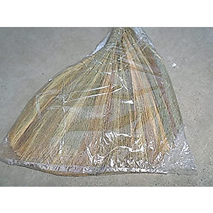 Vietnamese Original Soft Fan Straw Broom with Straw Handle (chổi lúa) 40 inch and a Plastic Handle Broom, 2 Broom