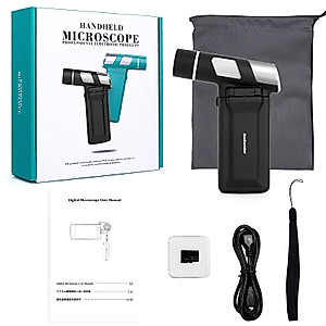 Andonstar AD203 Handheld Digital Microscope, Portable Pocket Microscope with 4 inch Screen for Kids and Adults, Black, Electronic FHD Video Microscope, Supports Windows Mac PC, USB Coin Microscope