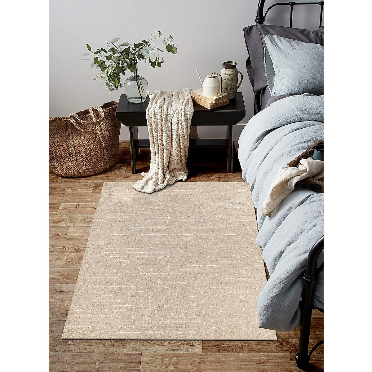 LIVEBOX Boho Rug for Bedroom, 3' x 5' Khaki Farmhouse Washable Area Rug for Kitchen,Moroccan Cotton Carpet Indoor Throw Rug Doormat for Laundry Room Hallway Entryway