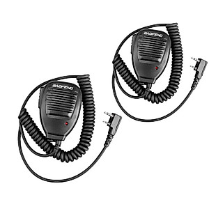 2 Pack BAOFENG Speaker Mic for UV-5R,BF-888S,UV-5R Plus,UV-5R Plus,UV-5R E Plus,UV-5R B,UV-B5,UV-82,UV-82L, 2 Pin Shoulder Microphone with a Strong Clip