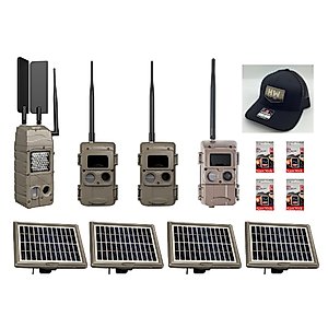 Cuddelink Cuddeback 1 Model G-5109 Cellular Camera Powered by Verizon 3 Remote L Series Cameras 4 Solar Power Banks Models PW-3600 4 16GB SD Cards 1 Hunters Warehouse Hat New