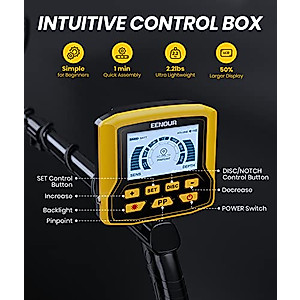 EENOUR Metal Detector for Adults Waterproof - Professional High Accuracy Metal Detectors with 5 Mode, 10" Coil, 10" Detection Depth, Larger LCD Display, Advanced DSP Chip for Treasure Hunting - GC1078