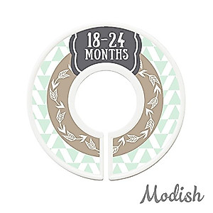 Modish Labels Baby Clothes Size Dividers, Baby Closet Organizers, Closet Size Dividers, Baby Closet Organizers, Clothes Organizer, Neutral, Boy, Girl, Woodland, Arrows, Nordic, Boho, Tan, Mint (Baby)