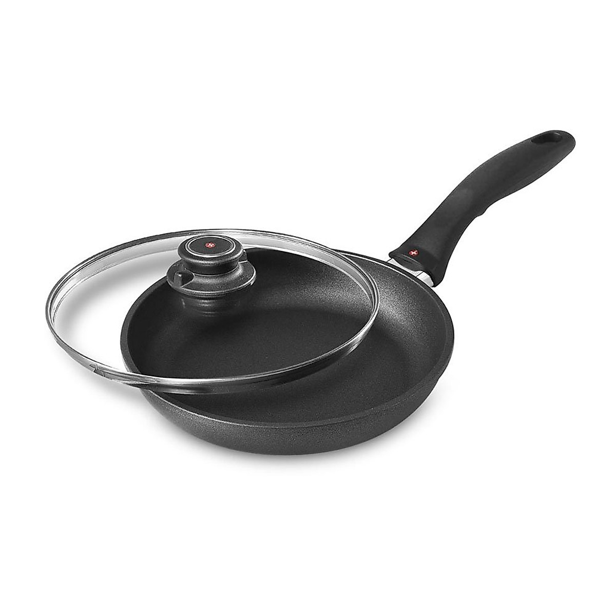 Swiss Diamond 10.25" Frying Pan - HD Nonstick Diamond Coated Aluminum Skillet, Includes Lid - Dishwasher Safe and Oven Safe Fry Pan, Grey
