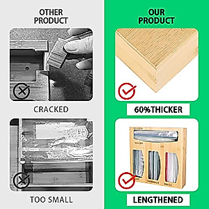 AXUANHUA Ziplock Bag Organizer, Wooden Food Ziplock Bag Organizer for Drawer or Wall Mount, 4 in 1 Ziplock Bag Storage Organizer, Compatible with Gallon Bag, Quart Bag, Sandwich Bag and Snack Bag