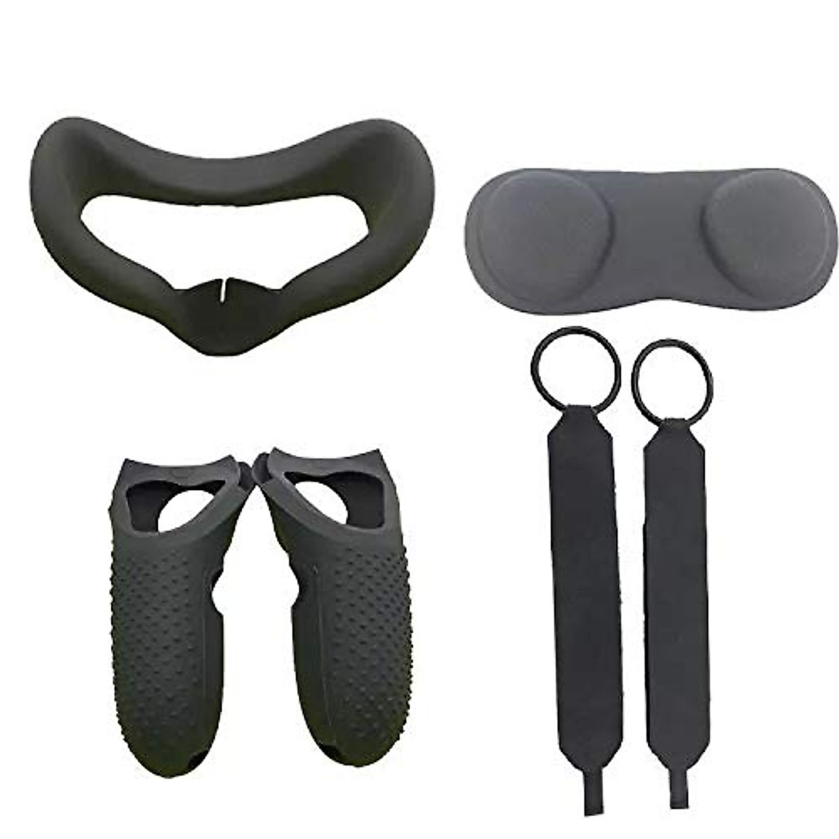 Oculus Quest six-Piece Silicone mask Handle with dust Cover (Black)