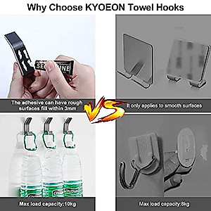 CFGROW Heavy Duty Adhesive Hook, 6 Packs Black, Coat Robe Clothes Bath Towel Hooks Wall Mounted with Strong Glue Hold 22 lbs for Home Bathroom Kitchen Modern Hotel Style, Free-Drill Ceiling Holders