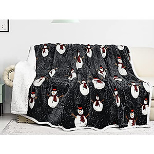 Catalonia Snowman Blanket, Holiday Theme Sherpa Fleece Throw, Blanket for Couch and Bed, Christmas Blanket | Super Soft, Comfy, Cozy, Fluffy, Warm | 60x80 inch, Grey