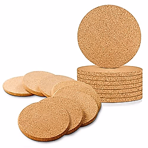 HILELIFE Cork Coasters for Drinks, Coaster Set of 16 Pcs with Box, 4 inches Wine Glass, Mug, Cup Coasters, Blank Cork Coasters for Crafts, Reusable Drink Coasters for Wooden Table Coffee Table