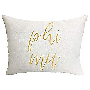 Sorority Shop Phi Mu Pillow – Gold Script Design, 12" x 16" Lumbar Pillow Sorority
