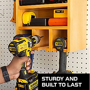 Iron Forge Power Tool Organizer for Garage - Fully Assembled Wood Tool Chest and 3 Drill Charging Station - Great Workshop Organization and Storage Gift