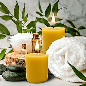 12 Pack of Beeswax Votive Candles - 100% Pure, Natural Beeswax with Natural Light Honey Scent - 15 Hour Burn - Alternative Imagination