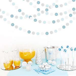 Light Baby Blue White Silver Party-Decoration Garland - 52ft Baby Boy Shower Birthday Streamers,Graduation Bachelorette Bridal Christmas Banner Decor Lasting Surprise