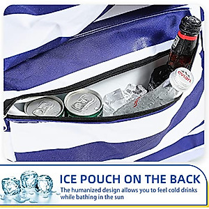 Canpsky Portable Beach Chair for Adults, 4 Position Backpack Folding Camping Chairs for Outdoor, Beach Chairs with Backpack Straps,Blue White…