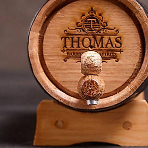 Personalized Whiskey Making Kit – Includes Personalized American White Oak Barrel (2 L.), Stand, Spigot, Essence Bottle, Barrel Cleaning Kit & More – Great Drinking Gift For Men
