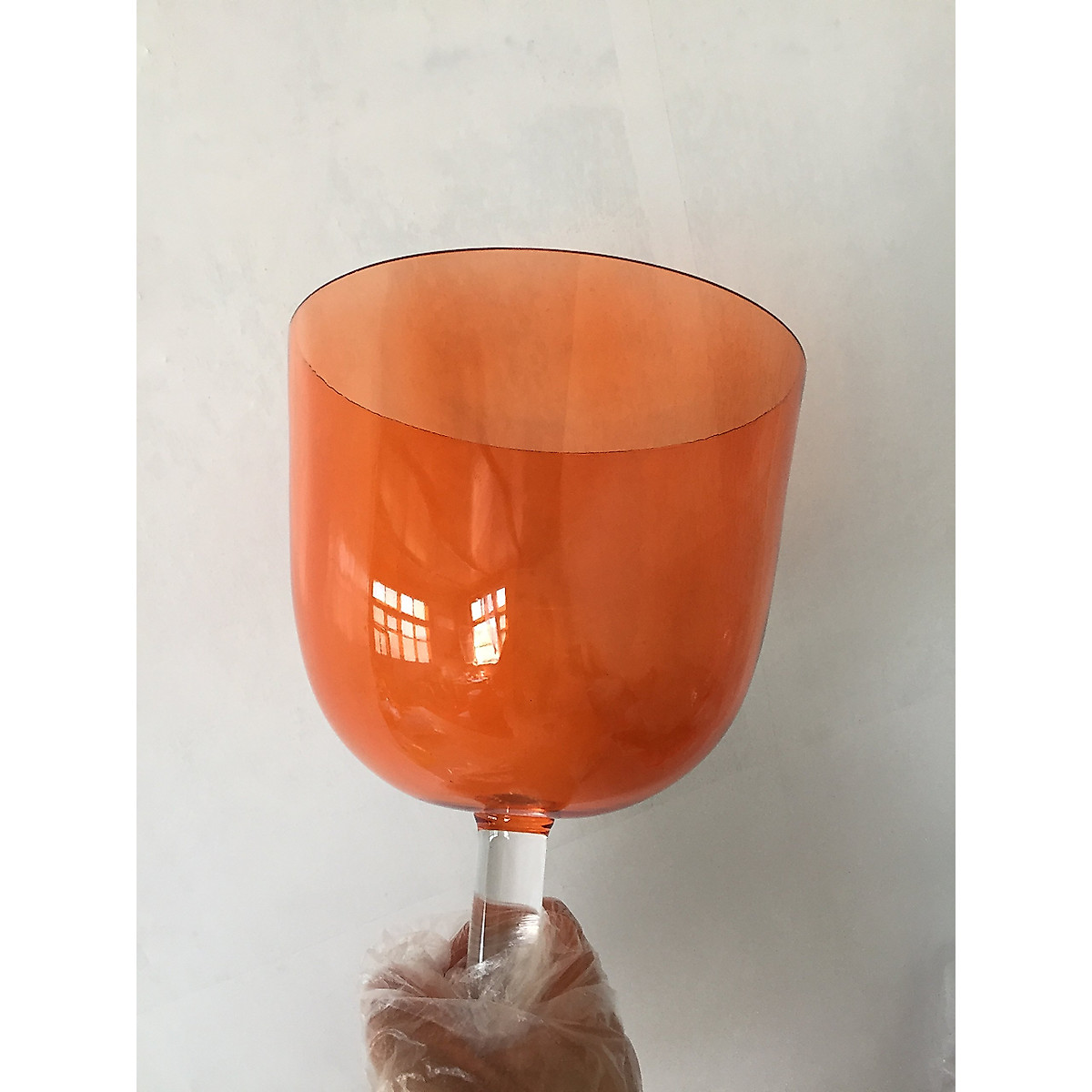 4th Octave 6.25" light orange color Crystal handle Singing Bowl 1Pcs,Perfect Musical Note D Sacral Chakra,Standard 432 or 440HZ for balancing and Yoga