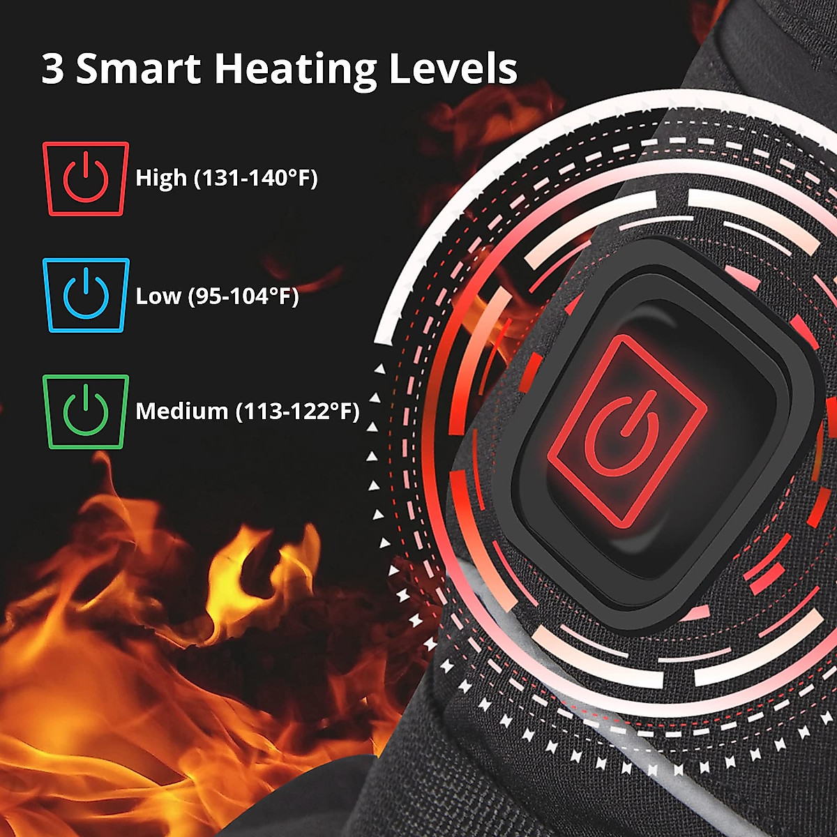 AKASO Heated Gloves for Men Women, Electric Heated Ski Gloves with 3 Heating Modes, Thermal Insulation Winter Hand Warmers with Rechargeable Battery-Overheating Protection- Best Gift, Black(L)