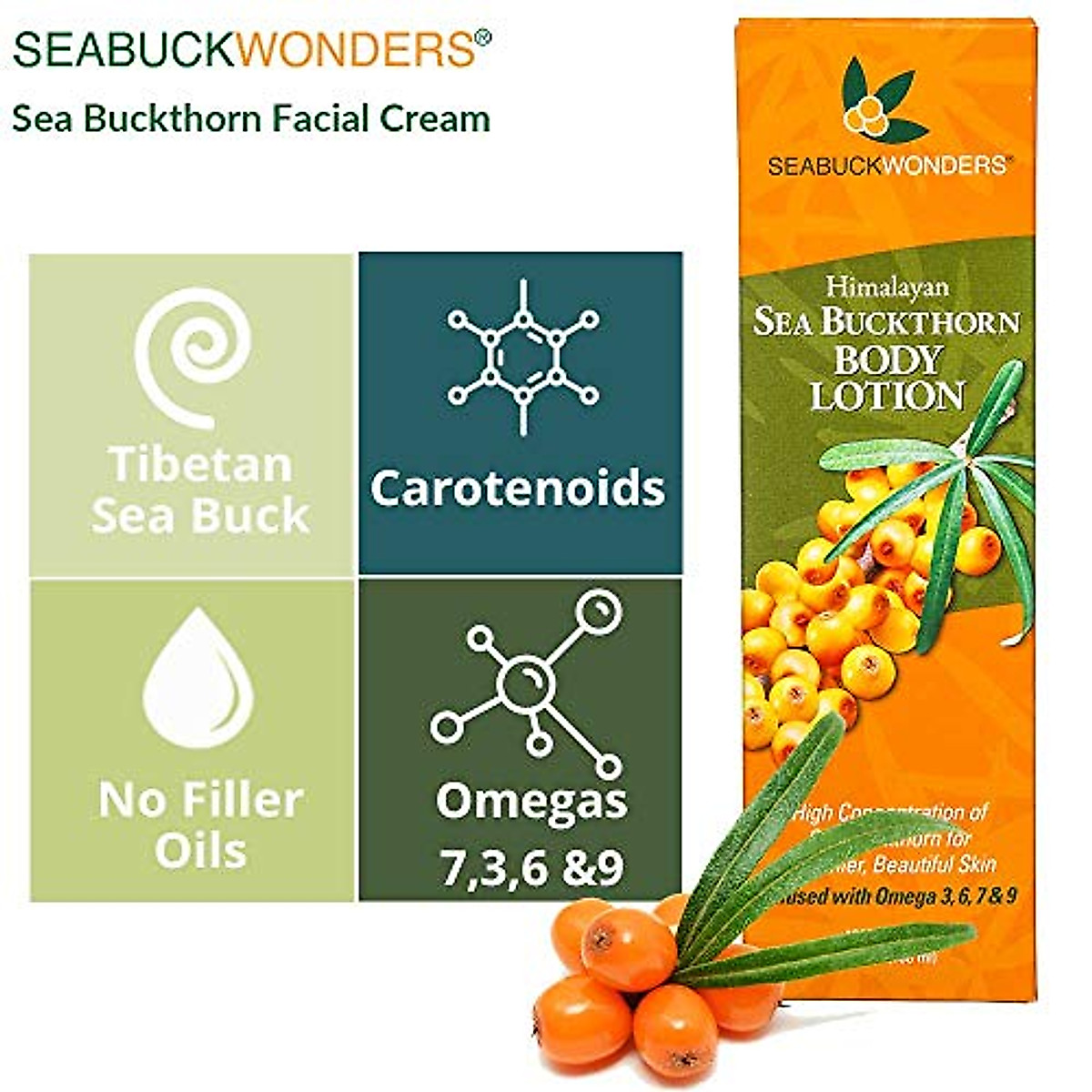 SeabuckWonders Organic Sea Buckthorn Body Lotion, 6 FL OZ