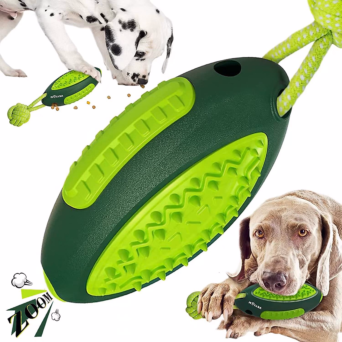 Squeaky Dog Toys Puppy Squeak Toy Interactive Doggy Treat Dispenser Food Dispensing Ball Fetch Catch Rugby Puzzle Teething Toys Ball IQ Training Chew Toys for Small and Medium Dogs