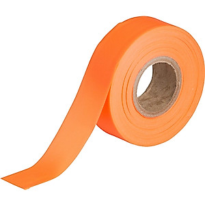 Brady Flourescent Orange Flagging Tape for Boundaries and Hazardous Areas - Non-Adhesive Tape, 1.188" Width, 150' Length (Pack of 1) - 58352