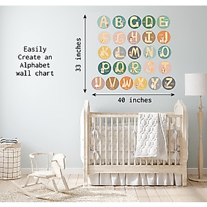 Alphabet Wall Decals for Classroom - 5 Inch Nursery Alphabet Letters for Wall - ABC Wall Decals for Kids Rooms - ABC Wall Chart for Toddlers Learning - Boho Rainbow Animal Alphabet A B C Decals