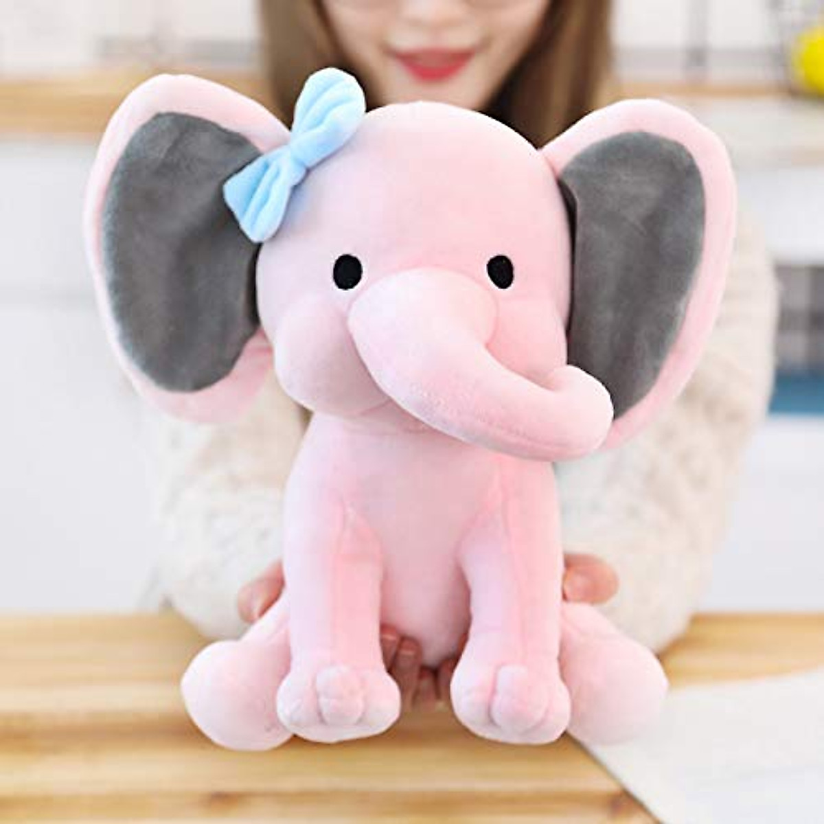 boqopod Stuffed Elephant Animal Plush Toys 9 Inch (Pink)