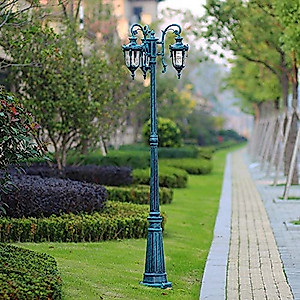 MODEBHD 205cm 3-Head Outdoor Waterproof Table Lamp Post Light Column Lamp European Fence Door Villa Glass Aluminum Lantern E27 Decoration Street Light Landscape High Pole Floor Lamps