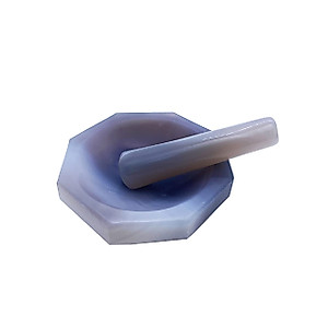 KOLAMOON ID: 50MM 1.97" Lab Grinding Natural Agate Mortar and Pestle Set Standard Form Inner Diameter 50mm Inner Depth 15 mm