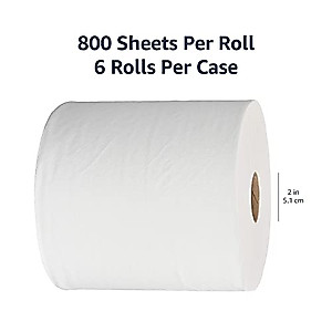 AmazonCommercial 1-Ply White Hardwound Paper Towels|Bulk for Business|High Capacity Roll|Compatible with Universal Dispensers|FSC Certified|800 Feet per Roll, Pack of 6