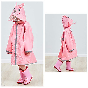 SSAWcasa Kids Rain Wear,3D Cartoon Children Toddler Raincoat Jacket Poncho for Boy Girl (M, Pink)