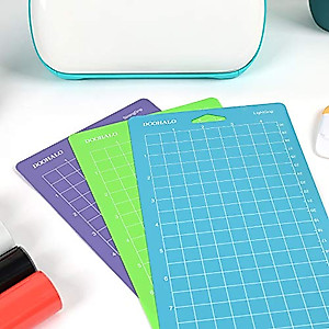 DOOHALO Cutting Mat for Cricut Joy Machine 3 Pack Replacement Adhesive Cut Mats for Cricut Joy (Green Purple Blue (Total 3 Small+3 Big Mats), 4.5"X12"+4.5"X6.5"-VarietyGrip)