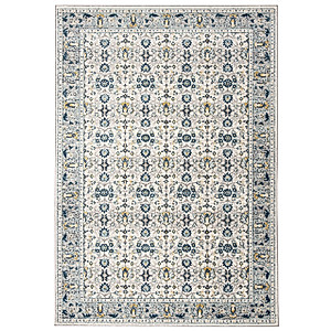 SAFAVIEH Madison Collection Accent Rug - 4' x 6', Ivory & Navy, Oriental Distressed Design, Non-Shedding & Easy Care, Ideal for High Traffic Areas in Entryway, Living Room, Bedroom (MAD151N)