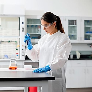 EZGOODZ White Disposable Lab Coats for Adults, S. 10 Pack Disposable Lab Coat with Snaps. SMS 40 GSM Medical PPE Coat. Painting Lab Coat Disposable with Snaps Front, Knit Cuffs, Collar, 3 Pockets